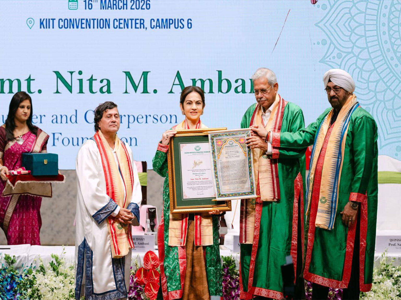 Nita M Ambani conferred with honorary Doctorate by KIIT for work in ...