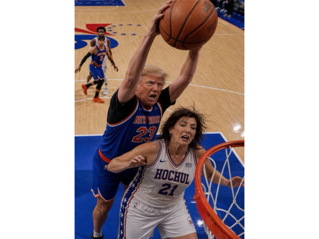 Trump shares bizarre AI graphic depicting basketball duel with New York ...